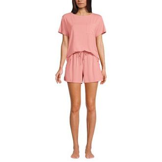 Lands End K&uuml;hlendes Pyjama-Set mit Shorts, Damen, Gr&ouml;&szlig;e:44-46 regular, Pink, Elasthan/Viskose-Mischung, by Lands End