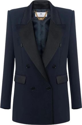 Elisabetta Franchi Zweilagige Krepp- und Satinjacke - - Jackets - Damen - Schwarzk - S