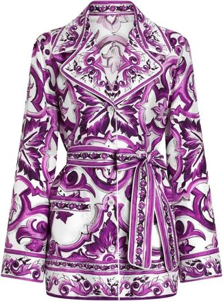 Dolce & Gabbana Femme, Vestes, Multicolore, Taille: 44 FR Chemise en twill &agrave; imprim&eacute; Majolica