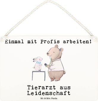 Mr. & Mrs. Panda Schild Tierarzt Leidenschaft DIN A6 - Geschenk, Türschild, Familie, Holzschild, Holztafel, hängeschild