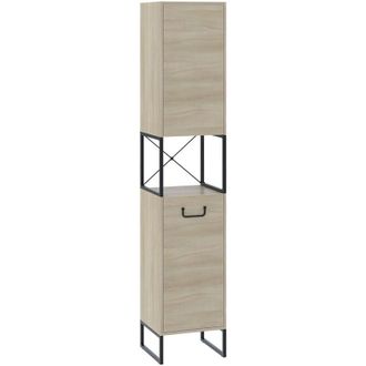 Vicco Badschrank Vionna, Eiche/Schwarz, 36 x 185 cm mit 2 Türen