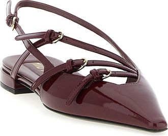 Miu Miu Womens Bordeaux Calfskin Ballet Flats