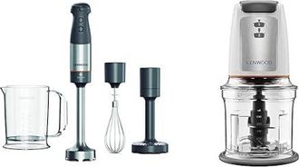 Kenwood HBM60.007GY Mixeur Blender Gris & CHP61.100WH, Mini Hachoir 500 W, Bol de 0,8 L, Blanc