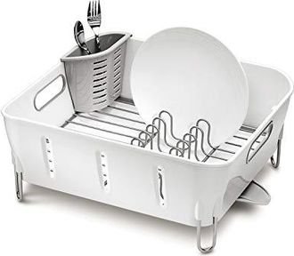 Simplehuman KT1104 kompaktes Abtropfgestell, weißer Kunststoff, 5 Jahre Garantie