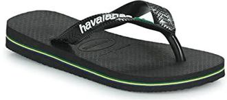 Havaianas Unisex Brasil Logo (Mini Me), Black/Black, 10/11