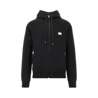 Dolce & Gabbana Kapuzenpullover mit Rei&szlig;verschluss und Logo-Plakette - - Sweatshirts & Hoodies - Herren - Schwarzk - 2XL