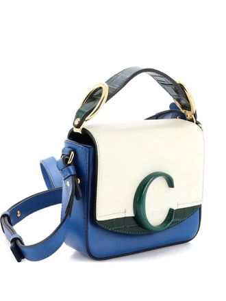 Chlo&eacute; mini sac &agrave; bandouli&egrave;re en cuir C Flap - Bleu