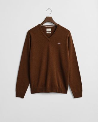 GANT Herren Superfine Lambswool V-Neck Pullover (XXXL) MAHOGANY Braun