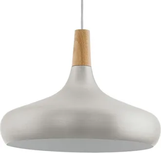 Eglo Lampe &agrave; suspension Sabinar 40cm en acier inoxydable avec bois marron - 901182