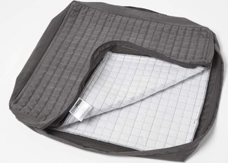 Homescapes Waschbarer Sitzkissenbezug 50x50x10 cm, Sitzkissen-Bezug grau, wattierter Velours-Bezug passend Sesselkissen