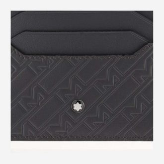 Montblanc Mens 6 Compartment Card Holder Grey Leather Accessory