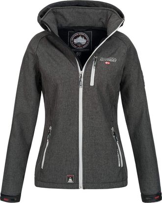 Geographical Norway Damen Funktions Softshelljacke Tassima abnehmbare Kapuze Dark Grey XL