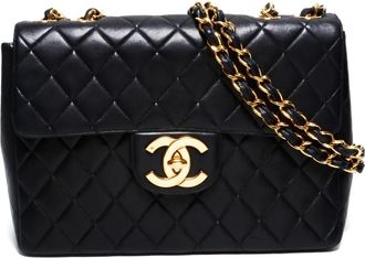 Chanel grand sac porté épaule à rabat (1996-1997) - Noir