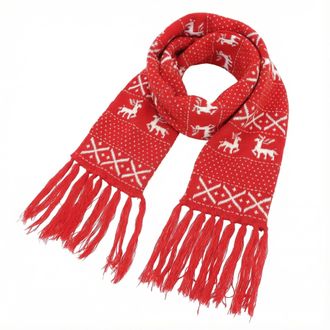 BESPORTBLE Weihnachtsschal Damen & Herren - 160 cm Wolle Dicker Schal mit Rentier & Schneeflocken Design | Weich Warme Gestrickte Winter Schals mit Quaste | f&uuml;r 