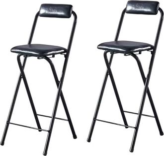 Generic 2 St&uuml;ck Klappbare Barhocker, Tragbarer, Hochklappbarer Barstuhl mit Fu&szlig;st&uuml;tzen-R&uuml;ckenlehne, Thekenh&ouml;he f&uuml;r die Fr&uuml;hst&uuml;cksk&uuml;che(Black,70cm/27.6in)