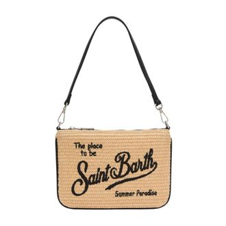 MC2 Saint Barth Femme, Sacs, Beige, Taille: ONE Size Sac Mini en Paille Beige avec D&eacute;tails Noirs