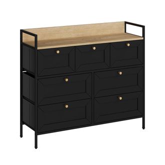 Vicco Kommode Belaro, Kommodenschrank, Schwarz, 98 x 85 cm mit 7 Schubladen