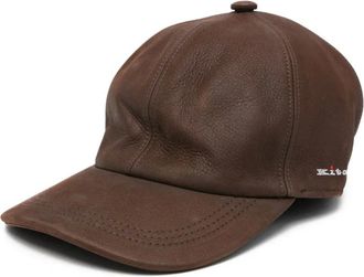 Kiton casquette en cuir à logo brodé - Marron