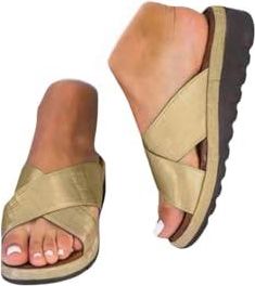 Generic Sandales orthop&eacute;diques pour femme avec soutien de la vo&ucirc;te plantaire - Sandales larges pour femme - Sandales et sandales compens&eacute;es &agrave; bout ouvert pour