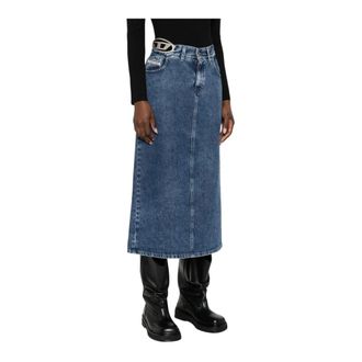 Diesel Lange High-Rise Jeans-Maxirock mit Schlitz vorne - - Skirts - Damen - Blau - W27