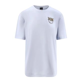 Pinko Rhinestone Logo T-shirt - - Tops - Damen - Blau - L