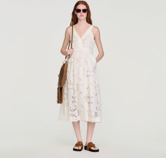 Sandro Langes Blumen-Ajourkleid