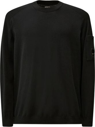 C.P. Company C.p. Company, Homme, Pulls, Noir, Taille: L Cotton Crepe Crewneck Lens Sweater