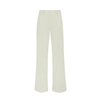 P.A.R.O.S.H. Beige Gestreifte Damen Flared Hose - - Trousers - Damen - Beige - XS