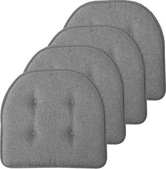 Sweet Home Collection Stuhlkissen, Memory-Schaum, getuftet, rutschfest, Gummi-R&uuml;ckseite, U-f&ouml;rmig, 43,2 x 40,6 cm, 2 St&uuml;ck (2 St&uuml;ck), Grau
