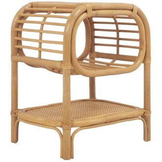 Sweeek Sweeek - Table de chevet rotin naturel courb&eacute; 1 &eacute;tag&egrave;re 1 niche l 40 x p 30 x h 50cm - Serang