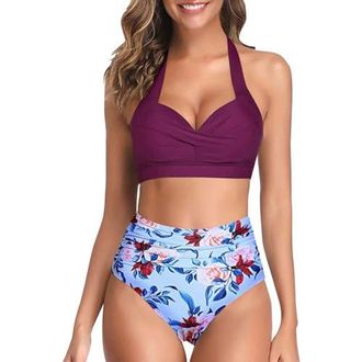 Generic Ensemble bikini sexy et &eacute;l&eacute;gant pour femme - Deux pi&egrave;ces - Col en V - Triangle - Push Up - Bikini de plage - Maillot de bain ventre plat - Haut de bik