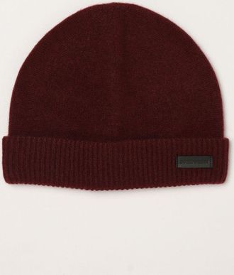 Emporio Armani Beanie-M&uuml;tze aus reinem Kaschmir mit Rippstrick