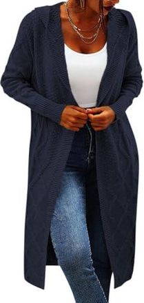 ORANDESIGNE Cardigan Gilet Femme Long Casual Veste &agrave; Manches Longue Cardigan Gilets Sweats Pull Manteau 5-Bleu fonc&eacute; M