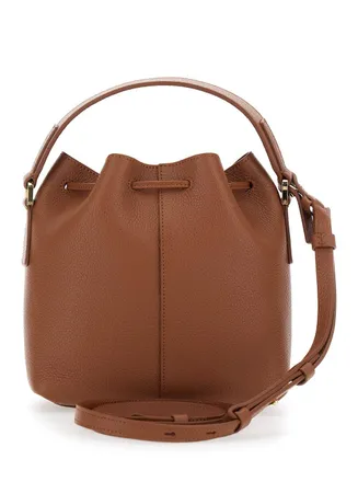 Ferragamo Womens Crossbody Bag Grained Brown Leather Calf Shoulder