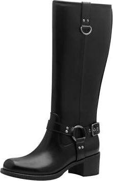 Marco Tozzi Bottes hautes pour femme avec talon haut et talon bloc, Noir, 38 EU