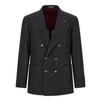 Brunello Cucinelli Dekonstruierter One-and-a-Half-Breasted Denim Blazer - - Jackets - Herren - Blau - L