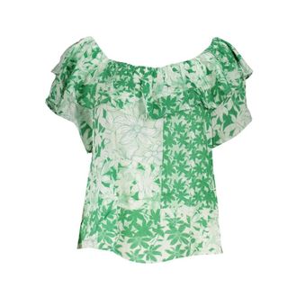 Desigual Gr&uuml;nes gemustertes Boho Chic Tee mit Logo - - Blouses & Shirts - Damen - Gr&uuml;n - XS