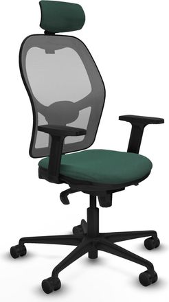 Piqueras y Crespo Arbeitsstuhl f&uuml;r viele Stunden mit 2D-Armen, h&ouml;henverstellbare Lendenwirbelst&uuml;tze und h&ouml;henverstellbares Kopfteil, h&ouml;henverstellbar und neigbar, Grau/