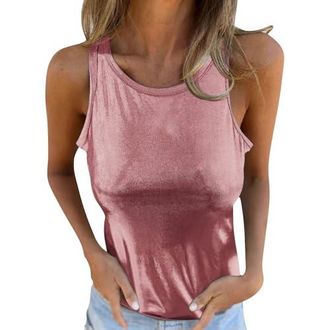 Generic Haut &agrave; paillettes pour femme - D&eacute;bardeur m&eacute;tallique de couleur unie - L&eacute;ger et imperm&eacute;able - D&eacute;contract&eacute; - Col rond - Tendance - Coupe ajust&eacute;e - Blous