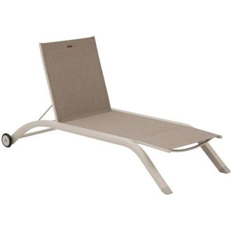 Hesperide Hesperide - Transat Jimani badianne et argile 2 roues aluminium texaline - 4 positions inclinaison - Structure &eacute;poxy anti-rouille - Confort optimal