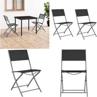 vidaXL Vidaxl - Klappbare Gartenst&uuml;hle 2 Stk. Schwarz Stahl und Textilene - Gartensessel - Klappstuhl - Gartenm&ouml;bel - Outdoor M&ouml;bel - Balkonm&ouml;bel - Home &