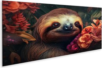 Islandburner Prime Bild auf Leinwand Faultier Bunte Tropische Blumen Wilde Tiere KI Faultier Bunte Tropisc Bilder Wandbilder Poster