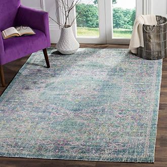Safavieh Boho Teppich für Wohnzimmer, Esszimmer, Schlafzimmer - Windsor Collection, Kurzer Flor, Spa Blue und Multi, 152 X 213 cm