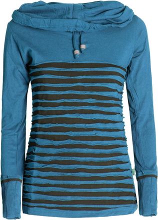 vishes Cutwork Sweater aus Baumwolle mit Kragen - Alternative Bekleidung t&uuml;rkis-schwarz 42-44