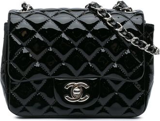 Chanel Hobo Bags - Mini Square Classic Patent Single Flap - Gr. unisize - in Schwarz - f&uuml;r Damen