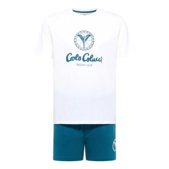 Carlo Colucci Shorty Pyjama Set - - Nightwear & Lounge - Herren - Wei&szlig; - 2XL