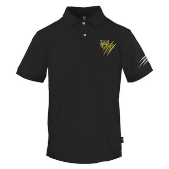 Plein Sport Small Tiger Scratch Logo Schwarzes Poloshirt