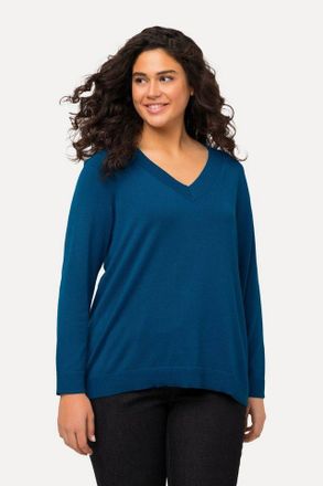 Ulla Popken Strickpullover Pullover V-Ausschnitt Langarm weicher Feinstrick