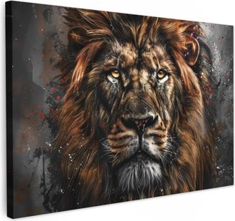 MuchoWow © Bilder Groß 120x80 cm XXL Wohnzimmer Deko Modern Wandbild Kunstdruck auf Leinwand Bild Schlafzimmer über Bett Room Decor Geschenke Löwe - Tiere - Po