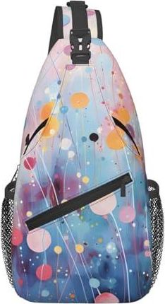 Generic Sacoche Homme Bandouliere Motif de gribouillage artistique Polyester Sling Sac &agrave; Bandouli&egrave;re Antivol Sac Poitrine pour Cyclisme Homme Randonn&eacute;e